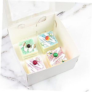 HEMOTON 60 Pcs Cookie Display Box Clear Box Treat Boxes with Window Mini Gift Boxes Chocolate Gift Box Mini Cake Boxes Baking Accessories Cookie Holder for Home Paperboard Cookie Box Donut