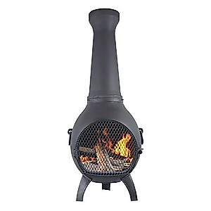 The Blue Rooster Prairie Chiminea Outdoor Fireplace - Wood Burning Cast Aluminum Deck or Patio Firepit