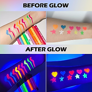 Erinde 10 Colors UV Neon Glow Liquid Eyeliner Set, Matte Colored Eye Liner Pen, Waterproof Smudge Proof, High Pigmented Colorful Graphic Liners for Rave Party Halloween Neon Face Body Paint Makeup