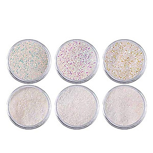 6 Pcs Pearl Nail Powder Set, Neon Rainbow Holographic Ice Transparent Aurora Nail Powder, Chrome Iridescent Pigment Pearlescent High Gloss Nail Art Glitter