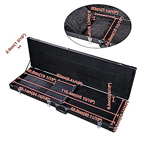 ZeHuoGe Electric Guitar Hard Case Electric Guitar Wooden Hard Shell Lockable Black (Black for Electric Bass Guitar)