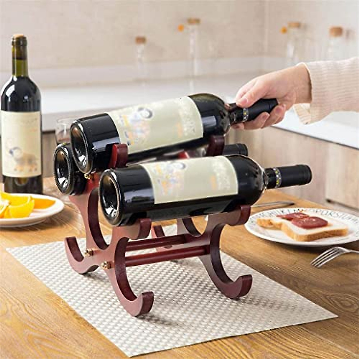 DLOETT European-Style Wooden Wine Rack Wine Bottle Cabinet Shelf Wooden Shelf Storage Rack Retro Display Cabinet