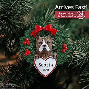 Pitbull Ornament – Personalized Dog First Christmas Ornament by Breeds 2023 – Unique Custom Pet Name Christmas Decorations – Resin Puppy Ornaments for Christmas Tree – Dog Lover Gifts
