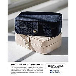 Plush Velvet Travel Jewelry Box Organizer | Travel Jewelry Organizer, Travel Jewelry Case | Small Jewelry Box for Women, Jewelry Travel Case | Earring Organizer Box with Mirror - Ebony