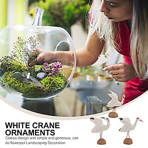 YARNOW 3pcs Miniature White Crane Statue Ceramics Chinese Bird Figurines Ornament for Fish Tank Bonsai Landscape Fairy Garden Decoration