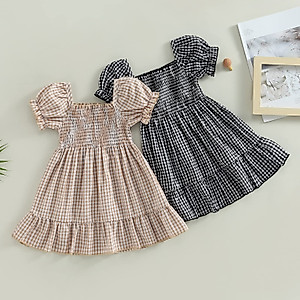 MERSARIPHY Toddler Baby Girl Dress Cotton Linen Baby Dress Sleeveless Sundress Girls Summer Clothes (Khaki plaid, 2-3 Years)