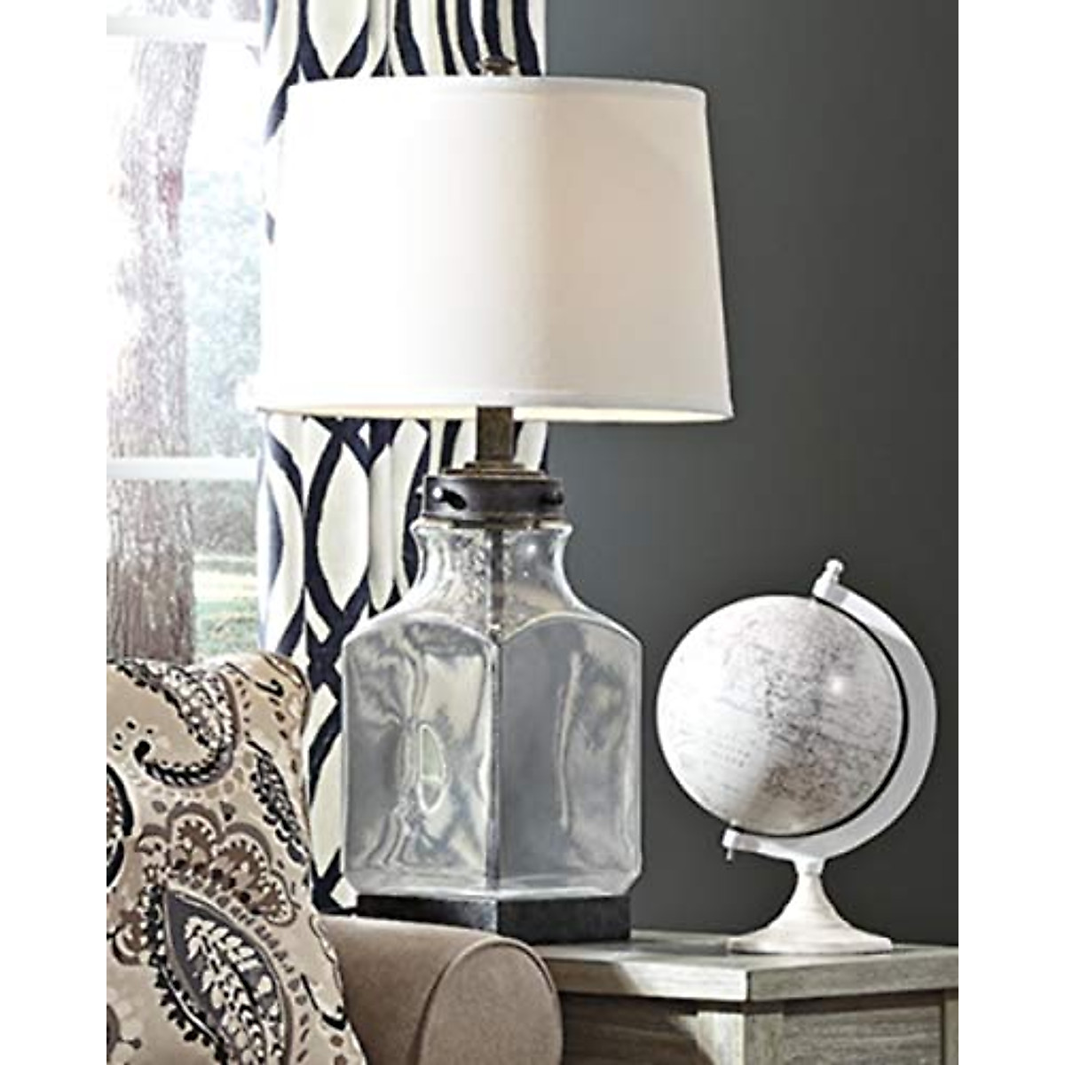 Signature Design by Ashley Sharolyn Modern Farmhouse 30.13" Glass Table Lamp, Silver