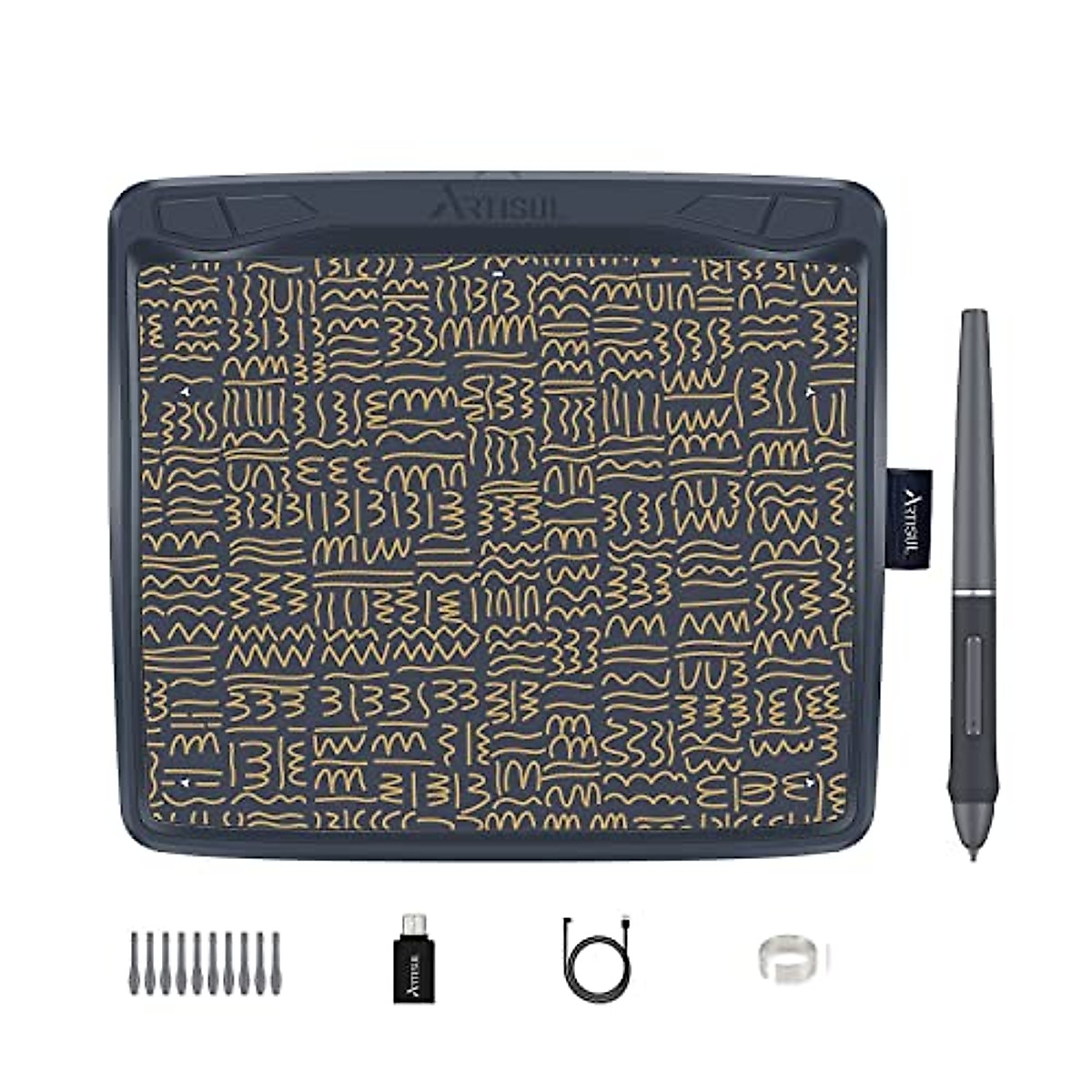 Drawing Tablet Artisul A801 Graphics Tablet 9 Inch Art Tablet with 8192 Pressure Battery-Free Pen, 4 Hot Keys, Compatible with Windows, macOS & Android Mobile, Perfect for OSU, Animation, Art Design