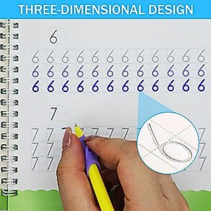 Monking 4Pc Large Magic Practice Copybook for Kids,Handwriting Practice Book 4 Pack with Pen Refill English Cursive Calligraphy Reusable Age 3-8 ，11.4x8.3Inch (4pc+2 pen)