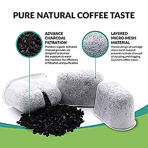 Cuisinart Compatible Activated Charcoal Water Filter Replacement - Universal Fit All Cuisinart and Braun Coffee Makers - Pure and Refresh Taste (12 Pack)