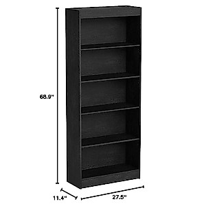 OneSpace Essentials 5-Tier Bookshelf, Black