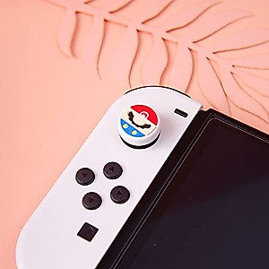 PERFECTSIGHT Cute Thumb Grips Cap Compatible with Nintendo Switch Joycon/OLED/Lite, Soft Silicon Joystick Caps, Kawaii Skin Button Stick Cover 3D Analog Kit for NS Controller, Mario Luigi Bros