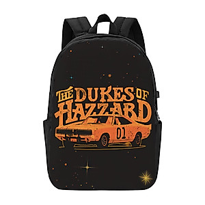 QDUqgTRds The Action Dukes Comedy Of TV Hazzard Backpack,Unisex Basic Book Bags-External Usb Interface,Earphone Cable Interface,Label-Computer Backpacks Suitable for Laptop