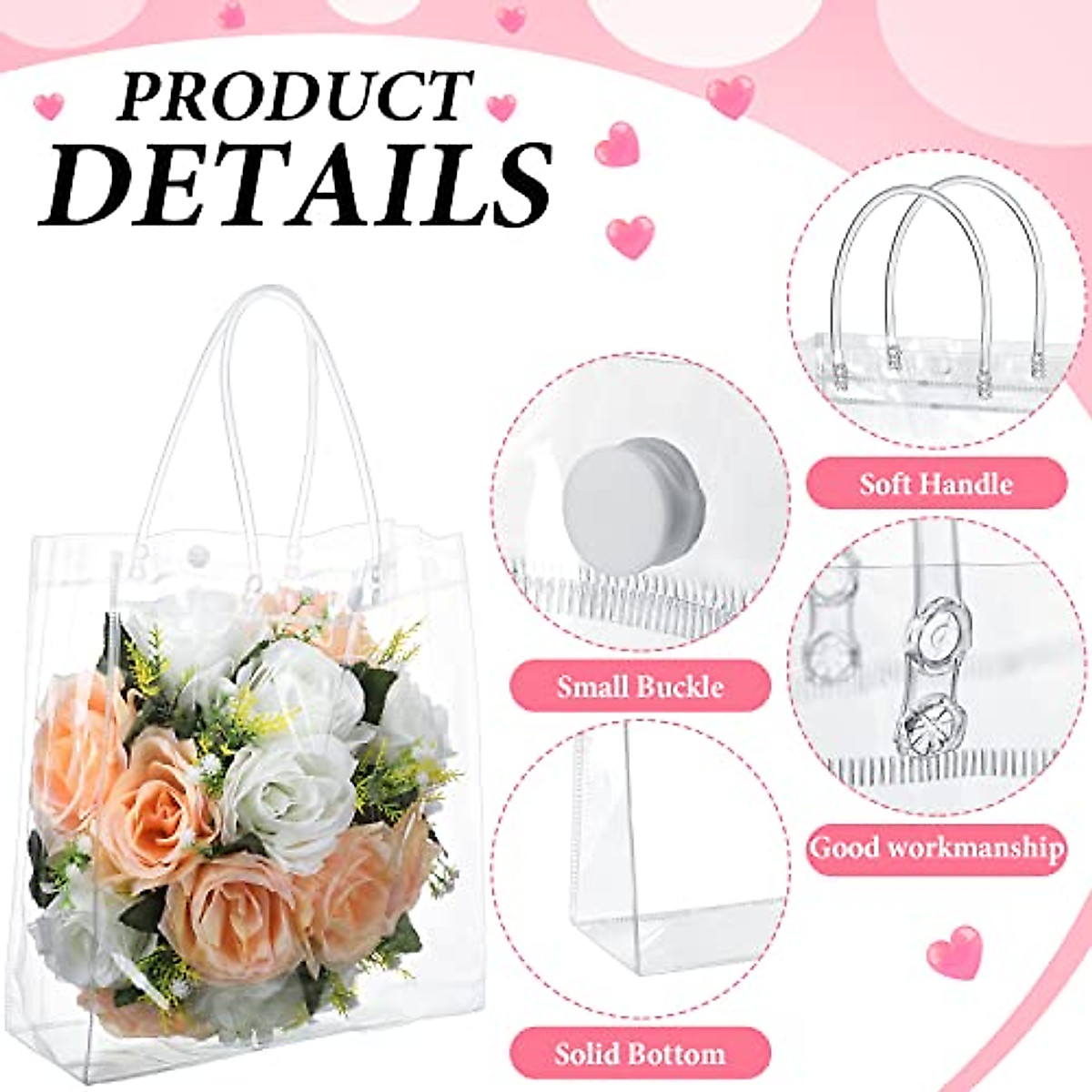 85 Pcs Clear PVC Gift Bags with Handles Transparent Gift Wrap Bags Clear Plastic Gift Tote Bags Reusable Clear PVC Favor Bags for Shopping Wedding Baby Shower Birthday Party, 9.84 x 9.84 x 3.54 Inch