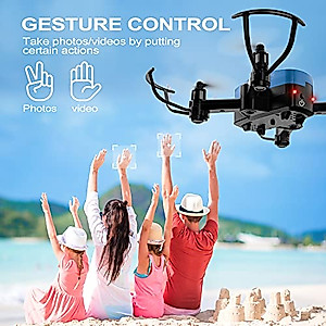 Mini Drone with Camera for Kids 1080p FPV Camera, Drones Toys for Ages 8-13 with Foldable Wings, Altitude Hold, Headless Mode, 3D Flips, Voice Gesture Control, Remote Control Drone, 2 Batteries