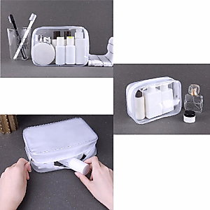 BEFORYOU 6 Pack Clear Toiletry Carry Pouch with Zipper Portable Plastic Waterproof Cosmetic Bag TSA Approved for Vacation Travel Bathroom and Organizing (White, Small and Large)