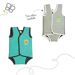bblüv Wräp Kids Wetsuit Swim Vest - Warm Neoprene Baby and Toddler Swim Vest for Boys and Girls, with Velcro Adjustment, SPF Protection and Carrying Bag (Aqua, Medium)
