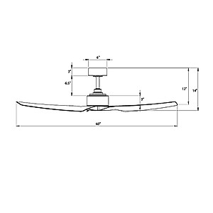 WAC Smart Fans Stella Indoor and Outdoor 3-Blade Smart Home Ceiling Fan 60in Matte White with Remote Control works with Alexa and iOS or Android App (NO LED LIGHT KIT)
