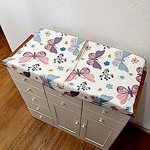 AMROSE 3 Pack Easy Care Changing Pad Covers, Ultra Soft Microfiber Diaper Change Table Sheets for Baby Boys and Girls, Floral & Butterfly & Pink