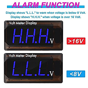 MEETOOT LED Digital Display Voltmeter Blue DC 12V Waterproof LED Digital Display Voltmeter for Car Battery Voltage Monitor