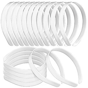 50PCS Amersumer 1/2" Girls Plain No Teeth DIY Plastic Headbands Headwear Hair Accessories (Black） (WHITE)