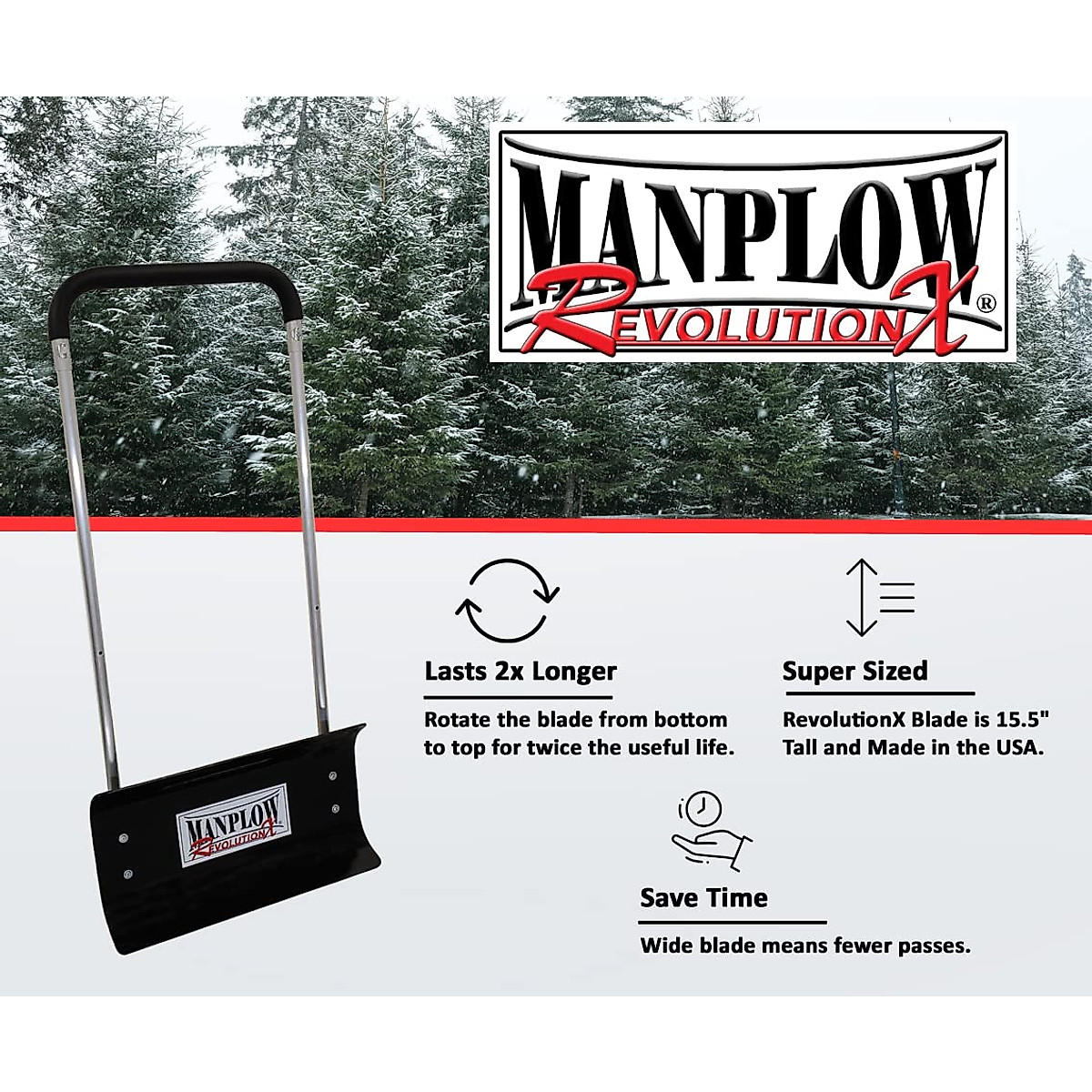 MANPLOW RevolutionX Snow Pusher with U Handle (40 Inch)