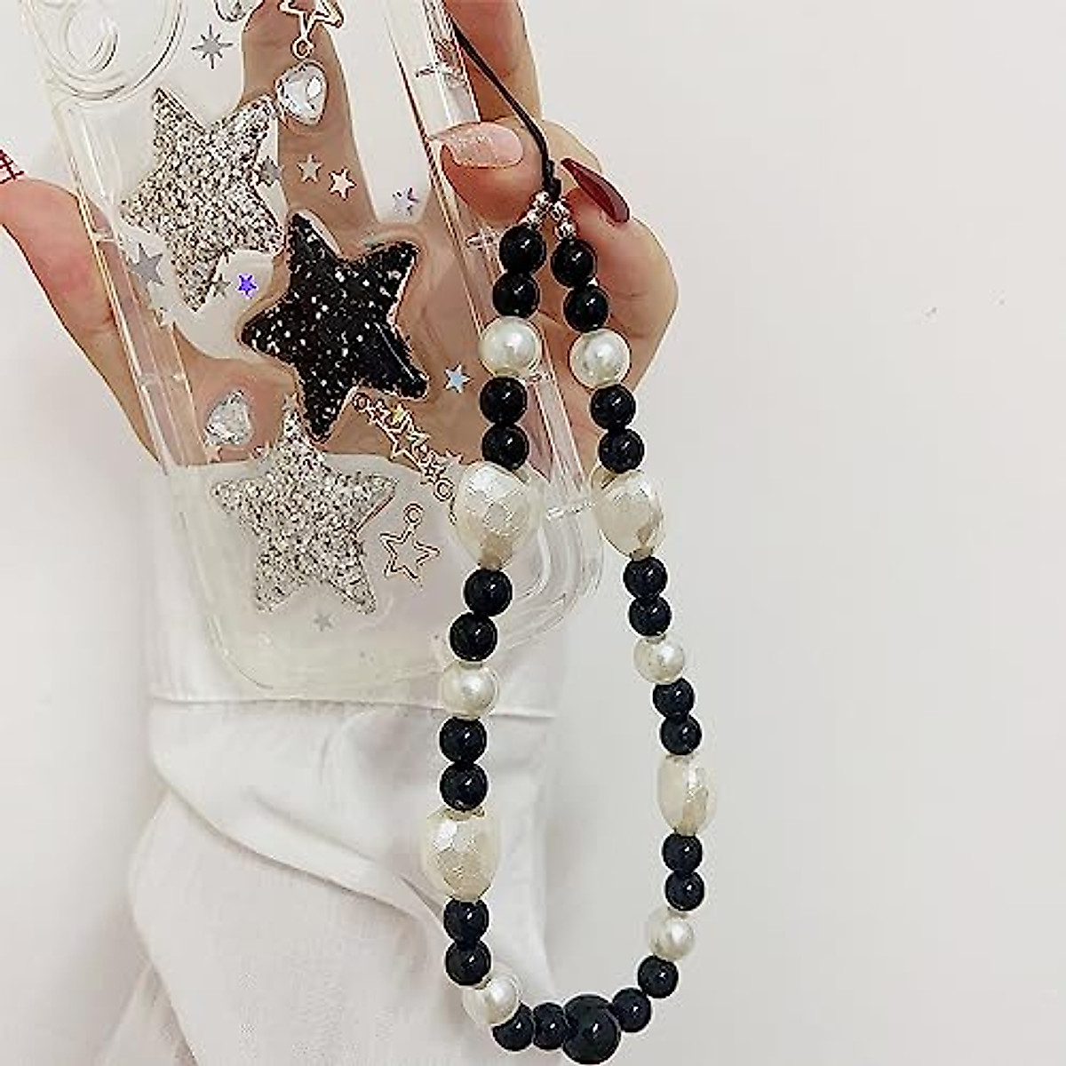 Faneiy for iPhone 11 Case with Phone Charm Chain Accessories Cute 3D Sparkle Shiny Stars Rhinestone Clear Phone Case Women Girl Aesthetic Camera Protection Shockproof Case for iPhone 11-6.1''