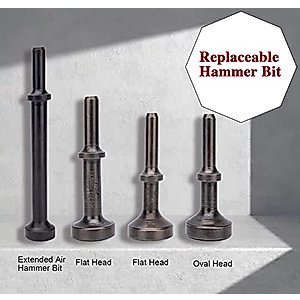 Smoothing Air Hammer Bits Set, 5Pcs Smoothing Air Hammer Tool Kit Air Hammer Accessories Extended Length Pneumatic Chisel Bits with Spring, by ZMCYNG