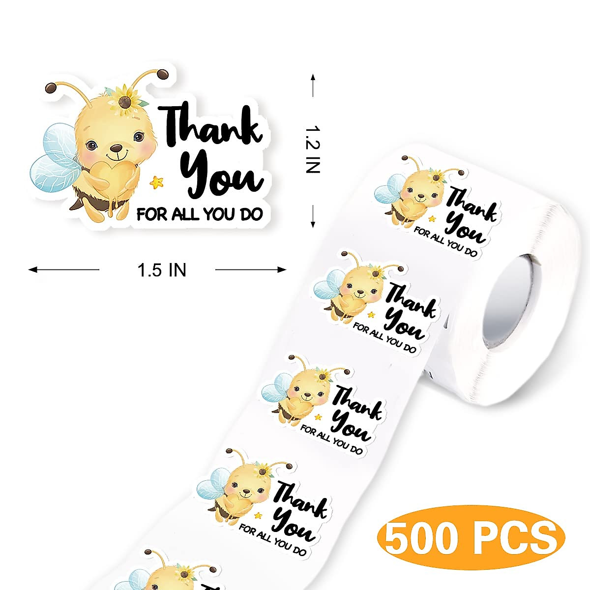 muminglong Cute Bee Thank You for All You Do Small Business Stickers,Thank You Stickers,Happy Mail Stickers,Handmade Stickers,Small