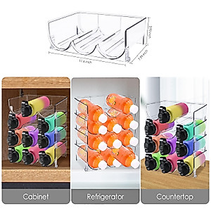 4 Tier Water Bottle Organizer for Cabinet, Can Organizer for Pantry, Water Bottle Holder for Kitchen Cupboard Office, Each Tier Cabinet Organizer Holds 3 Containers
