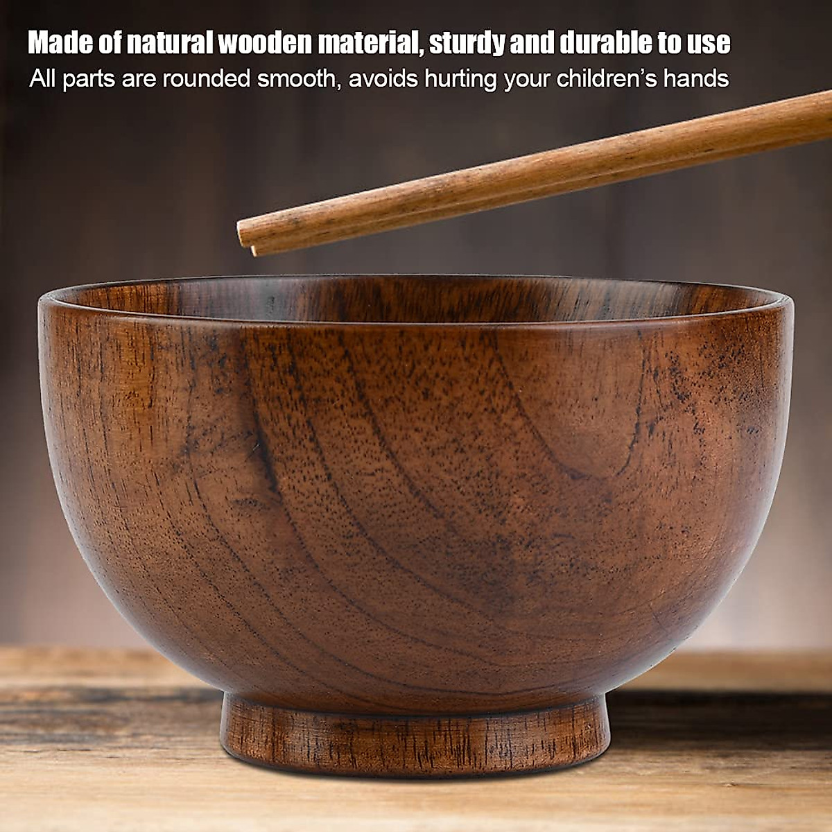 Zyyini Wooden Bowl, Wooden Handmade Sturdy Salad Bowl, Jujube Wood Round Chinese Style Tableware, Heat-Resistant Wooden Food Container Suitable For Rice, Noodle, Mix Salad(11cm)