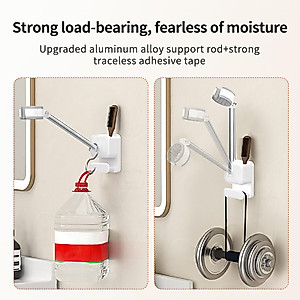 DLENP Adjustable Hands Free Hair Dryer Holder, Wall Mounted Blow Dryer Stand Rack with Cable Hanger, Flexible Lazy Hair Dryer Holder Bathroom Organizer