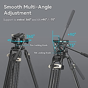 SmallRig Fluid Video Head with Quick Release Plate, Universal Bubble Level Tripod Fluid Head for Mirrorless, Video Cameras and DSLRs, Compatible with Gimbal Plate for DJI RS Series, DH-01-3985
