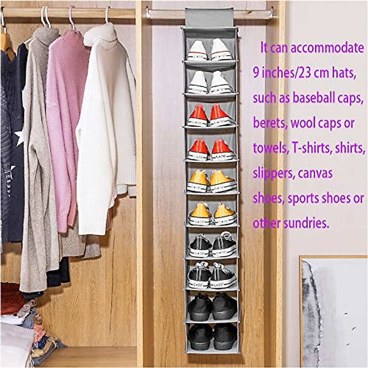RAUYIVANY Hat Rack Closet Organizer for Caps - 10 Hanging Hat Organizers - Easy Hat Holder and Baseball Cap Organizer - Hat Organizer to Protect Your Hat