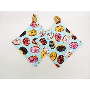 Potholder Set in a Donut Fabric Print by Sewuseful Studios