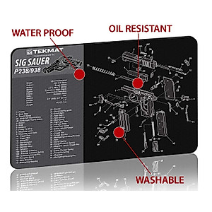 TekMat Sig Sauer P238 Gun Cleaning Mat,Black