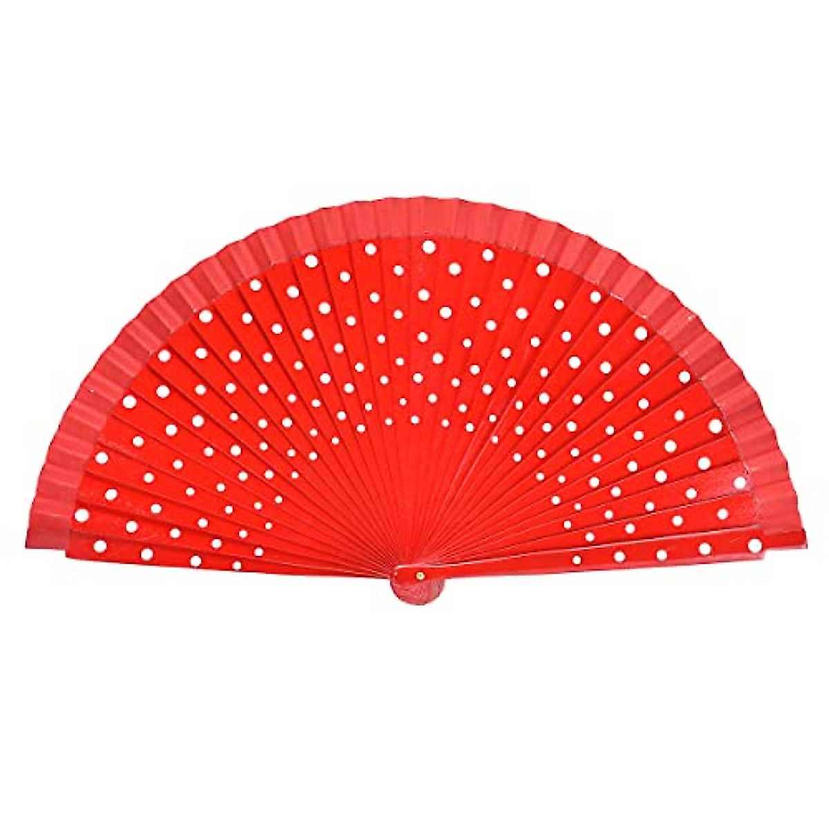 Spanish Folding Fan for Women,Retro Handmade Wooden Wave Point Hand Fan for Dance,Performance and Gift (Red)