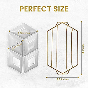 MK Crew Appetizer Serving Tray with Handles - Party Platter for Fruit, Condiments, Cheese, Veggies and Snacks White & Gold Durable Ceramic Dinnerware Set Best Gift Mom / Wife,