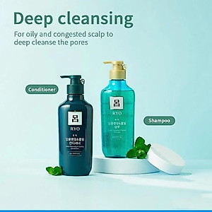 Ryo Scalp Deep Cleansing & Cooling Shampoo 500ml (16.9oz) Excess sebum care, Shampoo for smelly scalp, Fermented mint and other natural ingredients, Anti- Dandruff treatment