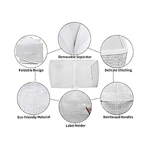 UNAMAX 3 Packs Closet Storage Bins - Trapezoid Large Storage Box - Foldable Fabric Baskets for Organizing Clothes - Baby Toiletry, Toys, Towel, DVD, Book (Grey, 20 x 11.2 x 8.3 inches)