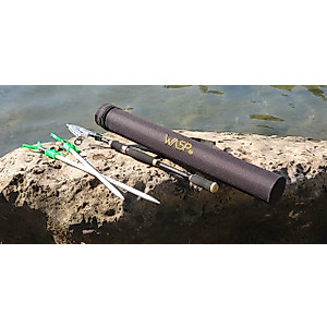 M80 TX WASP Telescopic Fishing Rod and Rod Holder Bank Combo. Compact Design Perfect for Travel. Ideal for Trout, and Medium Sized Fish.