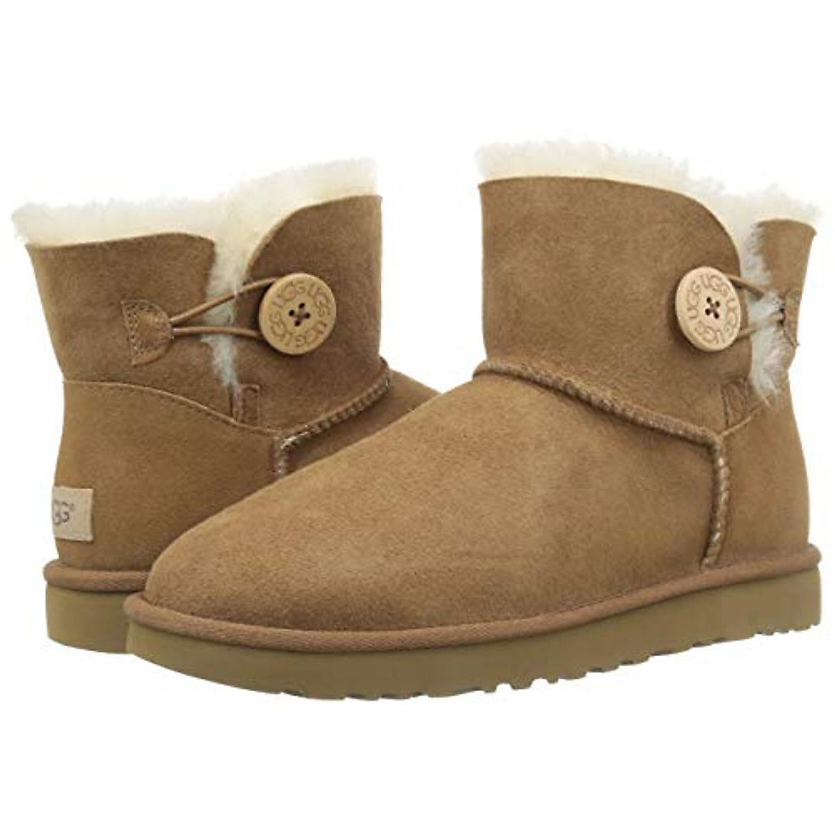 UGG Women's Mini Bailey Button Ii Boot, Chestnut, 9