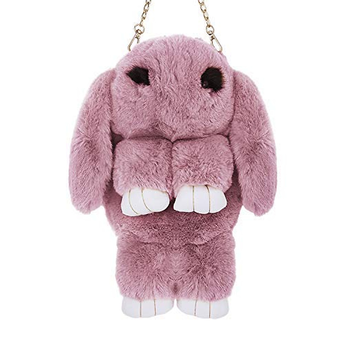 Ylucky Girls Rabbit Faux Fur Backpack Bunny Hare Shoulder Bags Plush Doll Crossbody Handbag Knapsack Women Travel Satchel One Size