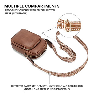 BOSTANTEN Small Crossbody Bags for Women Designer Zip Cell Phone Purse Shoulder Handbags Wallet with Card Slots Brown
