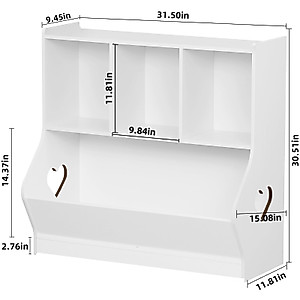 Lerliuo Kids Storage Organizer, Children Small Bookcase and Bookshelf, Toddler 4 Cubby Cabinet, Wood Book Shelf for Playroom, Bedroom, Living Room, Nursery, School (White)