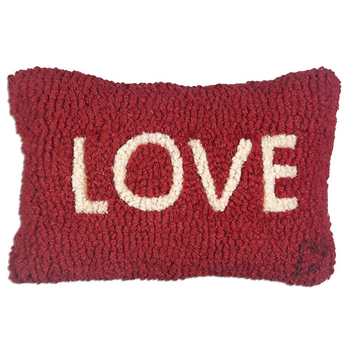 Chandler 4 Corners Artist-Designed Love Hand-Hooked Wool Decorative Throw Pillow (8” x 12”) Valentine's Day Pillow for Couches & Beds - Easy Care, Low Maintenance Love in Red Pillow for Anniversaries