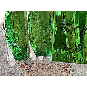 2 Pack Green foil Fringe Curtains 3.2 ft x 8.2 ft + 1 Pack Tablecloth 54” x108 for Birthday Wedding Christmas Bridal Shower Bachelorette Holiday Party Backdrops Photo Booth Props (Green)