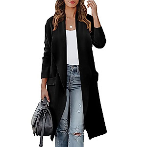 ANRABESS Womens Oversized Sweater Cardigan Knit Long Dressy Coatigan Soft Casual Sweater Jacket Coat Pockets Fashion Trendy 2023 Outwear Clothing Black 580heise-XL