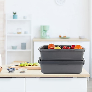 Nicesh 3-Pack 13 L Plastic Commercial Bus Tub, Gray Bus Box with Lid