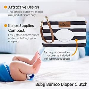 Bumco Diaper Clutch - Portable Wipes Dispenser & Baby Travel Essential, Airtight Baby Wipes Dispenser, Refillable Wipes Container, Travel Baby Essentials, Baby Wipe Dispenser, Diaper Bag Purse